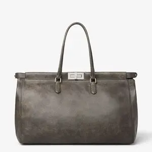 Fendi Peekaboo Tote Large Black Vintage-effect Leather Bag - [black]